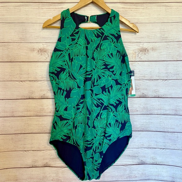 Lands' End | Swim | Nwt Lands End High Neck Green Blue One Piece ...